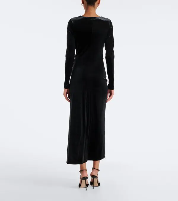 Simkhai Ferrera Gathered Velvet Midi Dress
