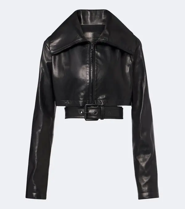Balenciaga Belted Cropped Leather Jacket