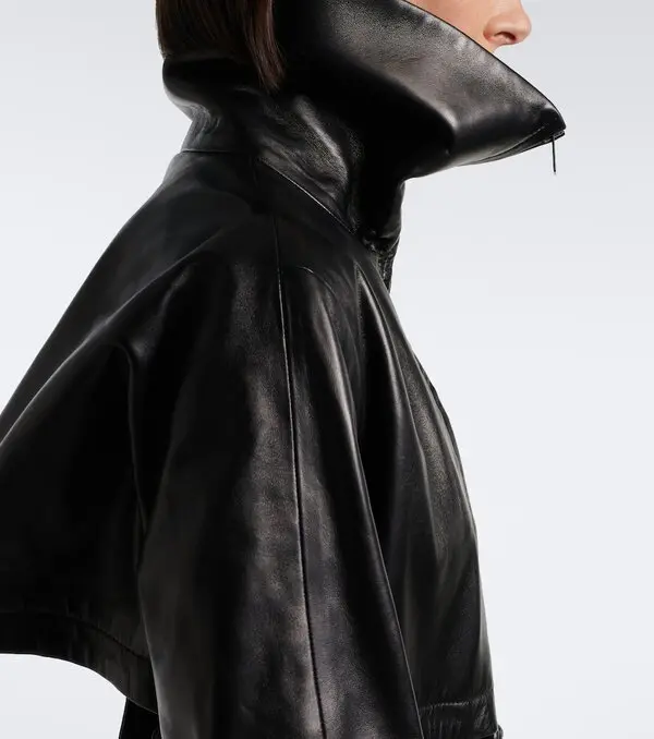 Balenciaga Belted Cropped Leather Jacket