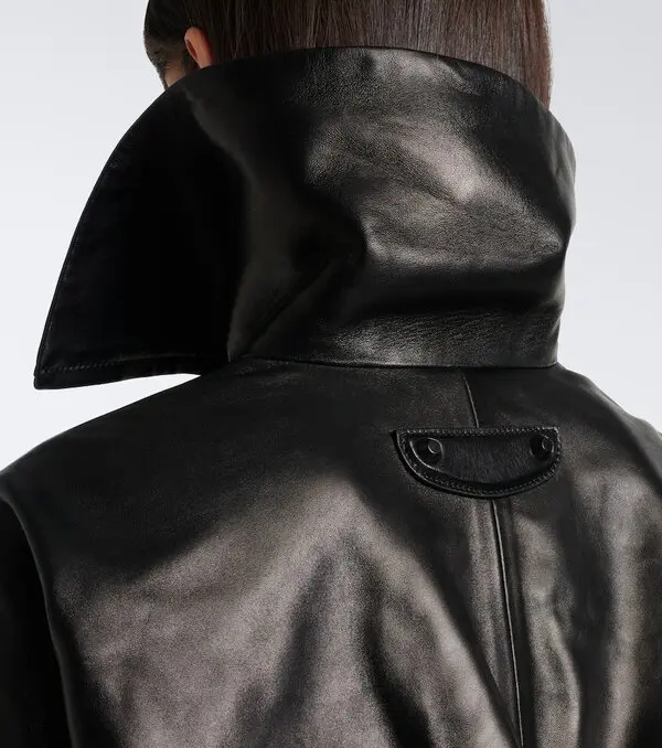 Balenciaga Belted Cropped Leather Jacket