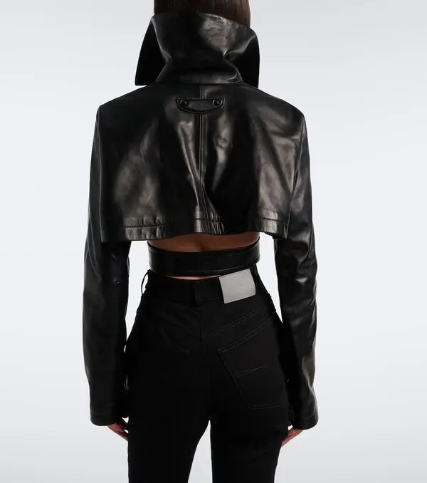 Balenciaga Belted Cropped Leather Jacket