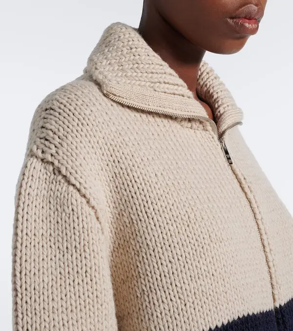 Prada Striped Wool Zip-up Cardigan