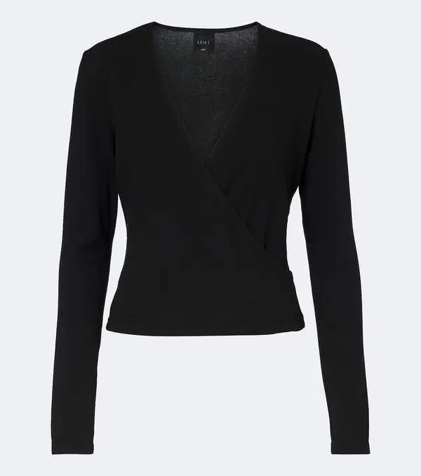 LESET Lauren Jersey Wrap Top