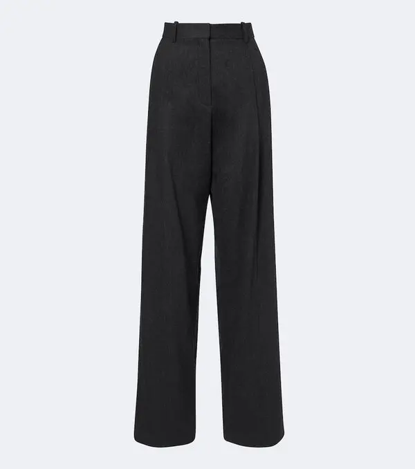 Khaite August Wool And Cashmere Wide-leg Pants