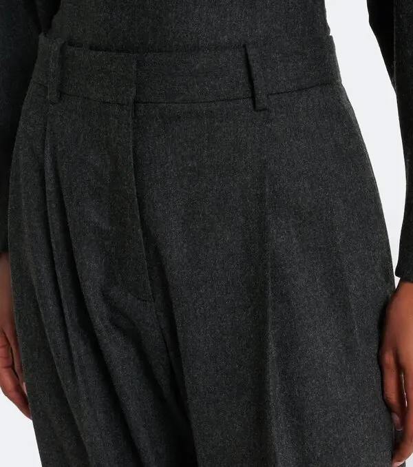 Khaite August Wool And Cashmere Wide-leg Pants