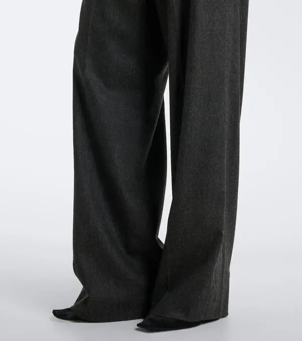 Khaite August Wool And Cashmere Wide-leg Pants
