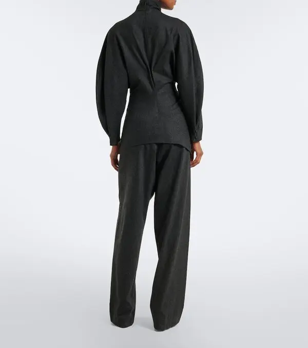 Khaite August Wool And Cashmere Wide-leg Pants