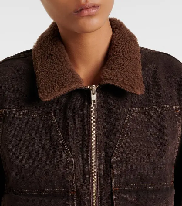 SLVRLAKE Atlas Worker Shearling-trimmed Denim Jacket