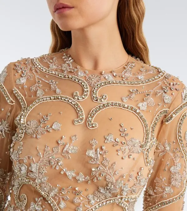 GEORGES HOBEIKA Embellished Gathered Gown