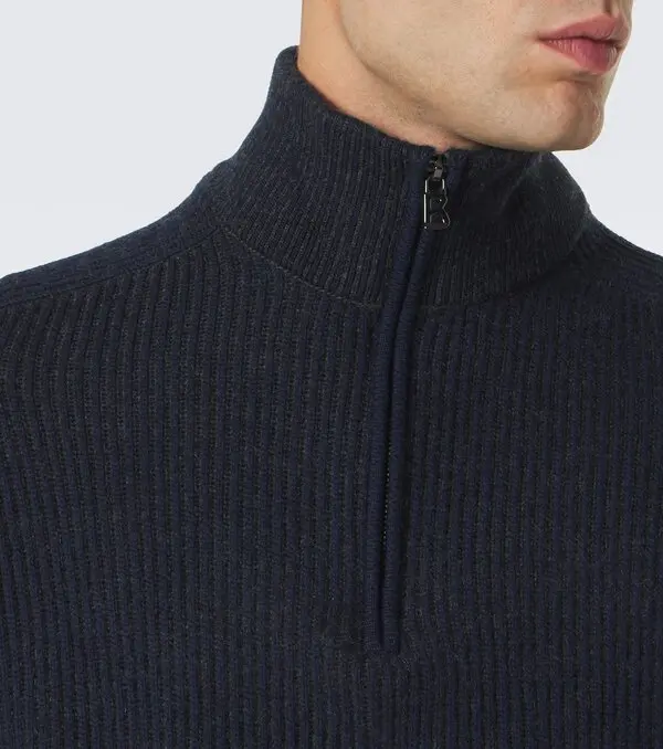 Bogner Dwayne Wool And Cashmere Half-zip Sweater - Blue