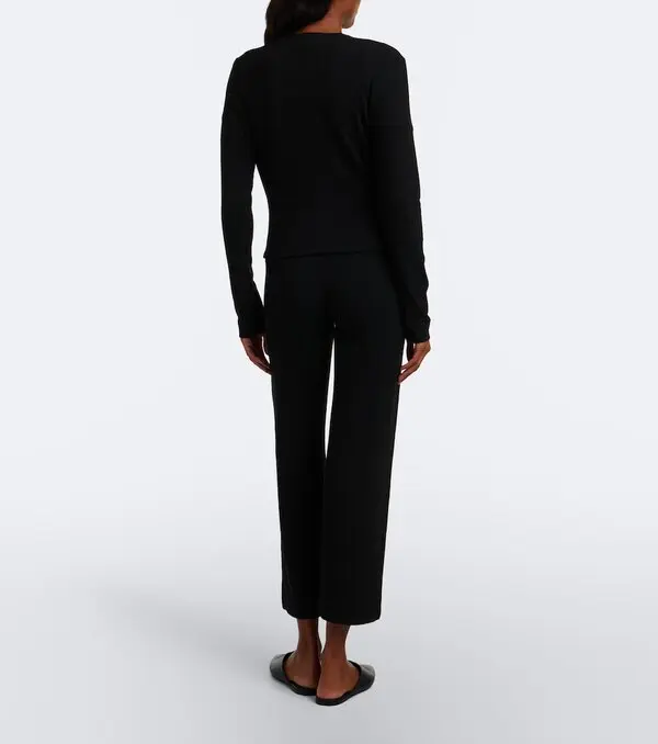 LESET Lauren Cropped Jersey Flared Pants