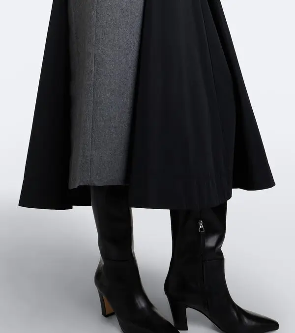 Sacai Paneled Taffeta And Wool Flannel Midi Skirt