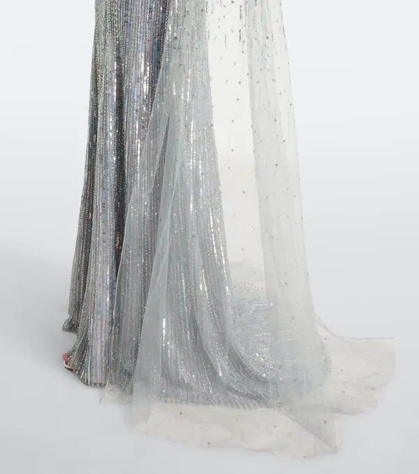 Jenny Packham Cosmic Dust Embellished Caped Gown