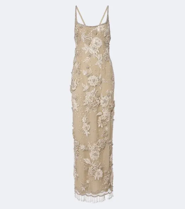 GEORGES HOBEIKA Embellished Open-back Tulle Gown