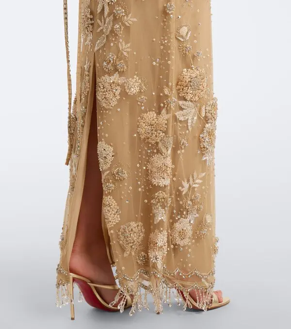GEORGES HOBEIKA Embellished Open-back Tulle Gown