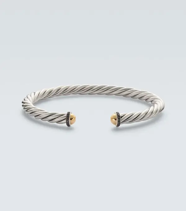 David Yurman Cable Sterling And 14kt Gold Cuff Bracelet With Diamonds