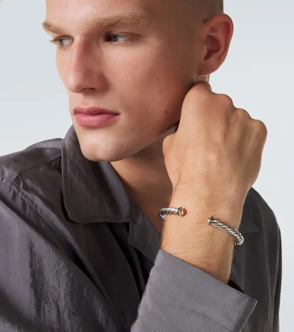David Yurman Cable Sterling And 14kt Gold Cuff Bracelet With Diamonds
