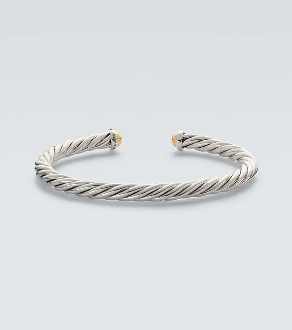 David Yurman Cable Sterling And 14kt Gold Cuff Bracelet With Diamonds