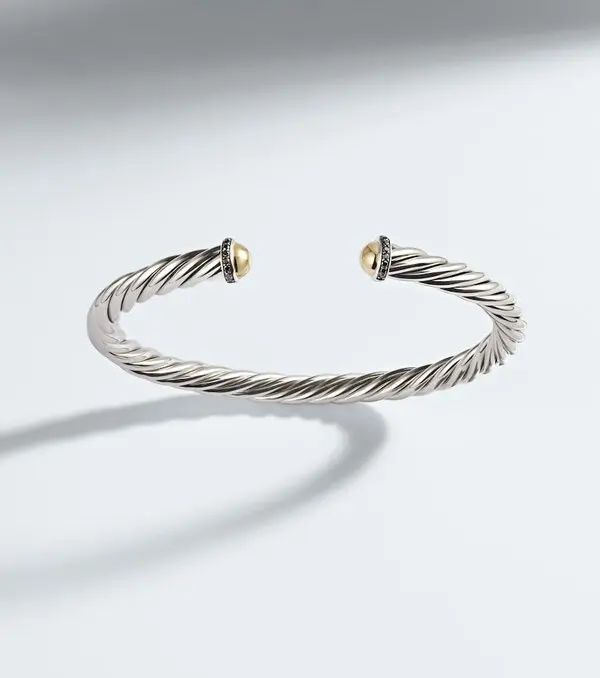 David Yurman Cable Sterling And 14kt Gold Cuff Bracelet With Diamonds