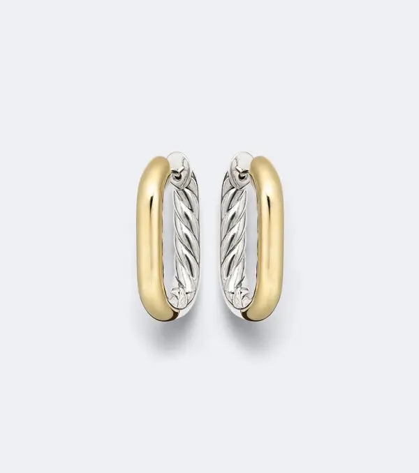 David Yurman Dy Madison® Sterling And 14kt Gold Hoop Earrings - Silver