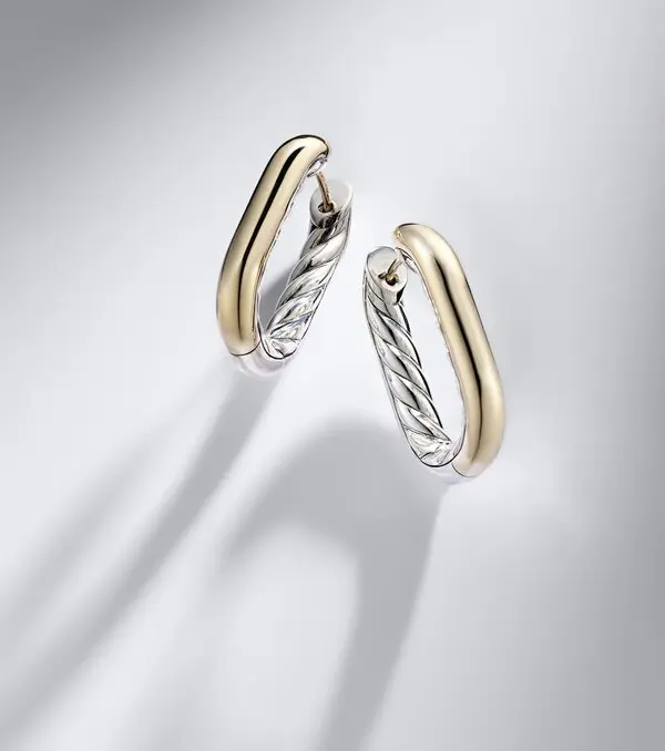 David Yurman Dy Madison® Sterling And 14kt Gold Hoop Earrings