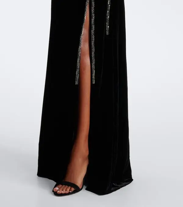 Costarellos Embellished Strapless Velvet Gown
