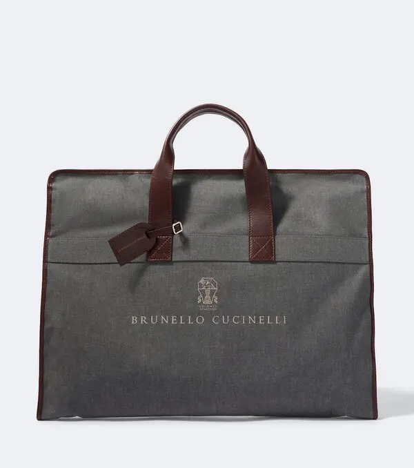 Brunello Cucinelli Leather-trimmed Canvas Garment Bag