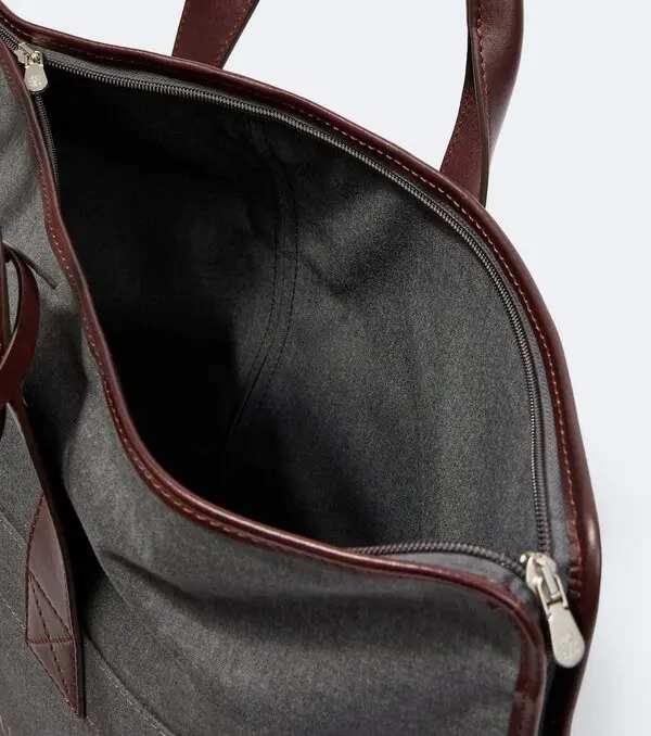 Brunello Cucinelli Leather-trimmed Canvas Garment Bag
