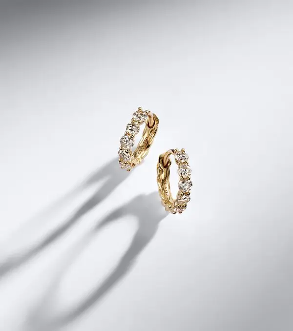 David Yurman Petite Pavé 18kt Hoop Earrings With Diamonds