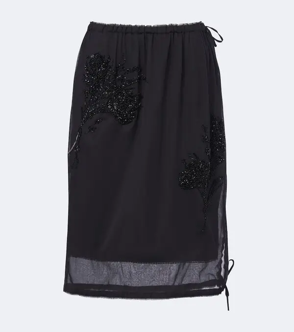 Prada Embellished Midi Skirt - Black