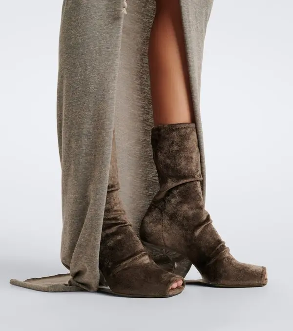 Rick Owens Cantilever Velvet Jersey Wedge Boots