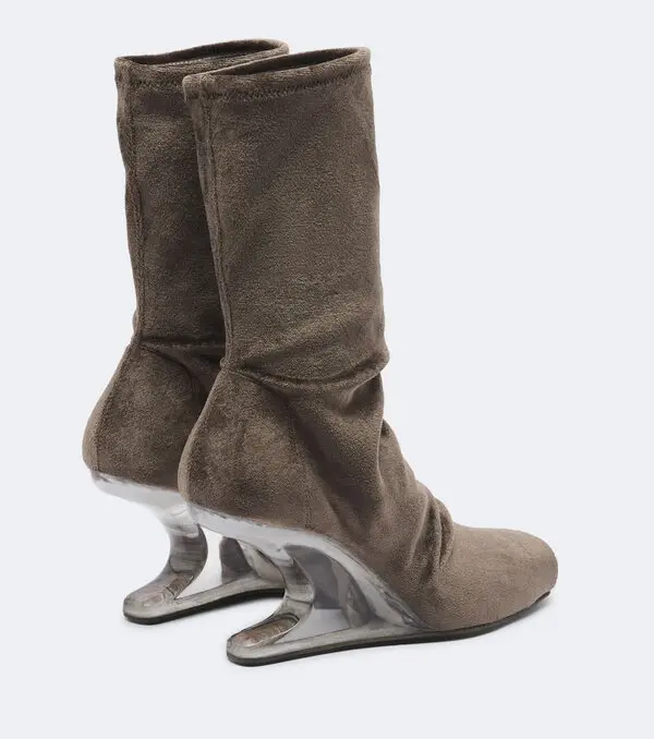 Rick Owens Cantilever Velvet Jersey Wedge Boots