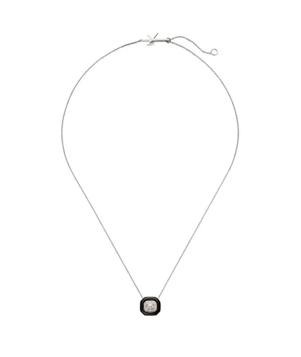 Nikos Koulis Oui 18kt White Gold And Enamel Pendant Necklace With Diamonds - Silver