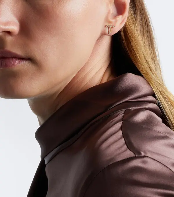 Sophie Bille Brahe Initial Petite T 18kt Single Earring With Diamonds