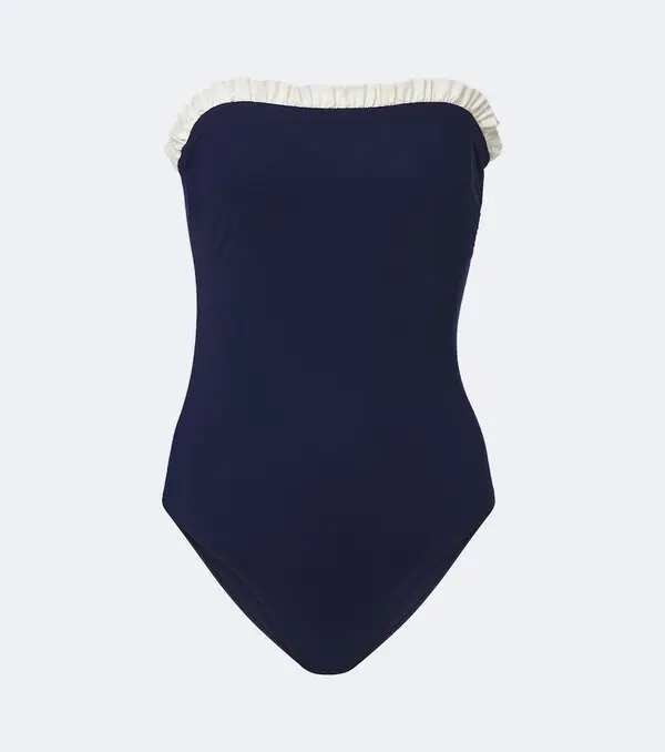 KARLA COLLETTO Basics Ruffled Strapless Swimsuit - Blue