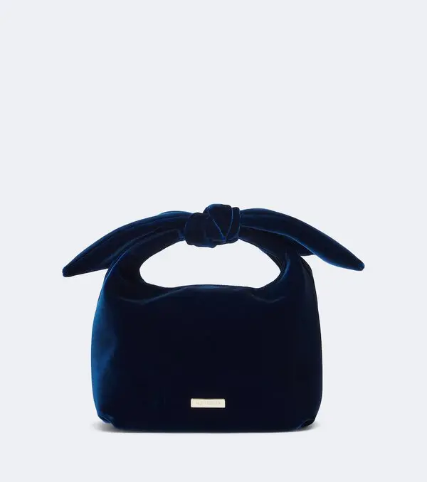 AQUAZZURA Bow Tie Mini Velvet Top-handle Bag - Blue