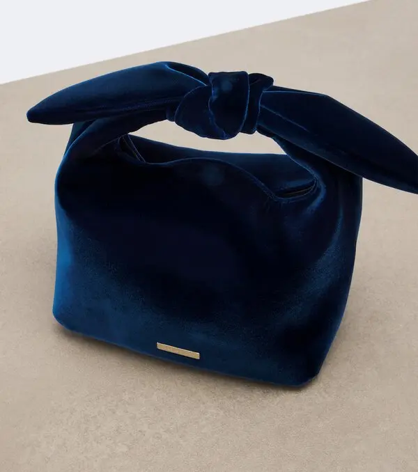 AQUAZZURA Bow Tie Mini Velvet Top-handle Bag - Blue
