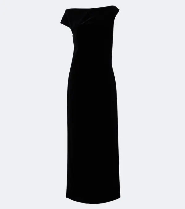 RÓHE Asymmetric Cotton Velvet Gown - Black