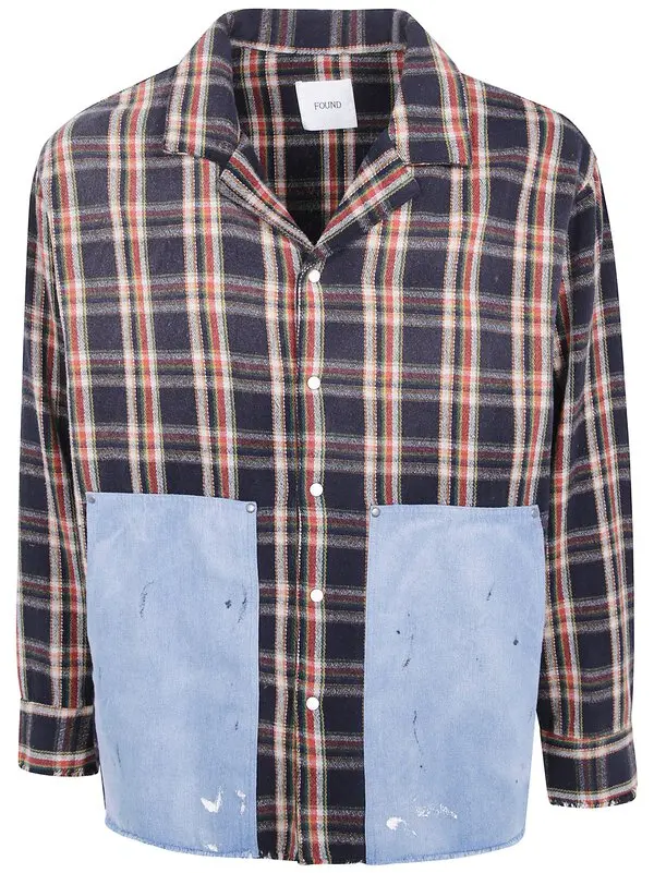 FOUND Shirt Plaid "plaid Denim