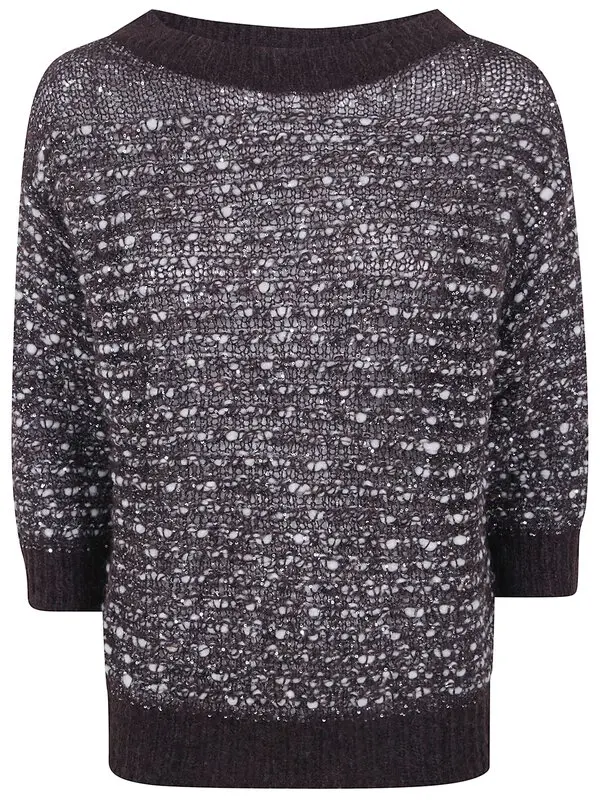D.exterior Sweater Boat Neck "crystals