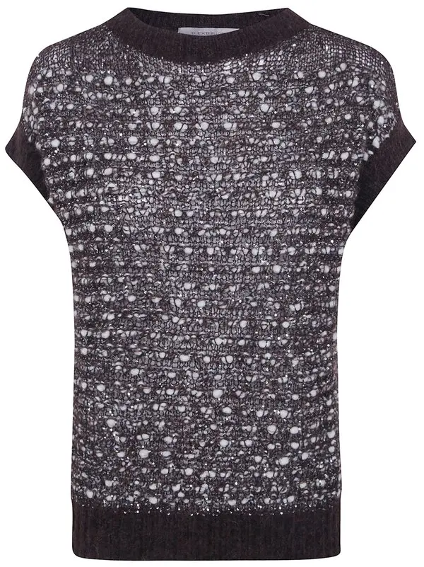 D.exterior Gilet Sweater Crystals Round Neck