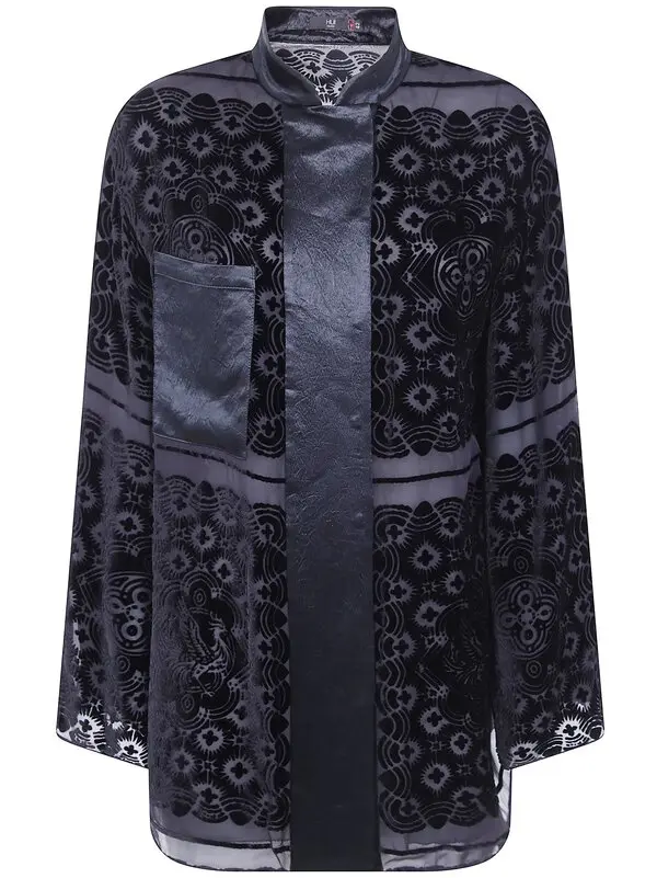 HUI Printed Cardigan Velvet Burnout