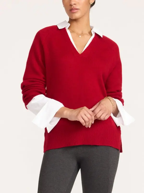Brochu Walker The Ella Layered Pullover - Crimson With White
