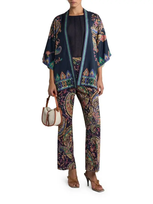 Etro Paisley Foliage Bootcut Pants