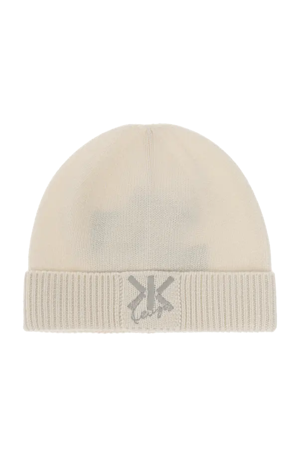 Kenzo Beanie With Embroidered Logo - Cream