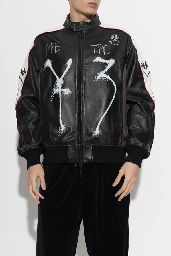 Y3 Leather Jacket With Print