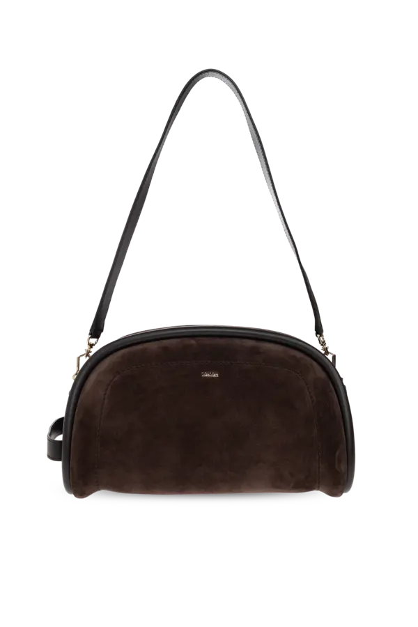 Max Mara Suede Shoulder Bag With Logo - Brown