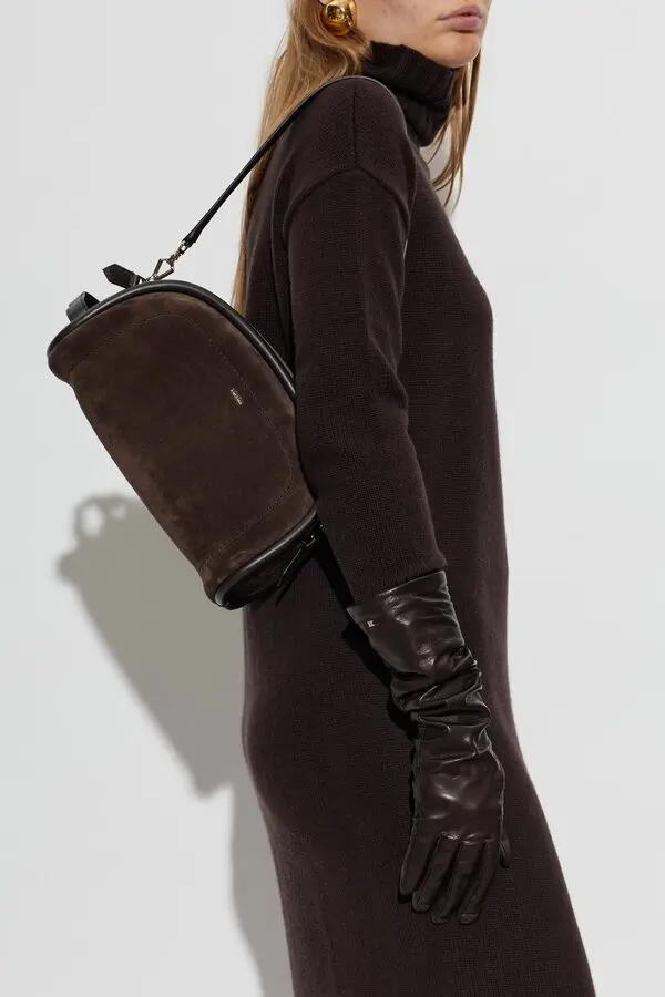 Max Mara Suede Shoulder Bag With Logo
