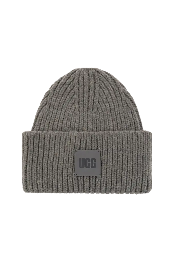 UGG Beanie With Logo Patch - Grey