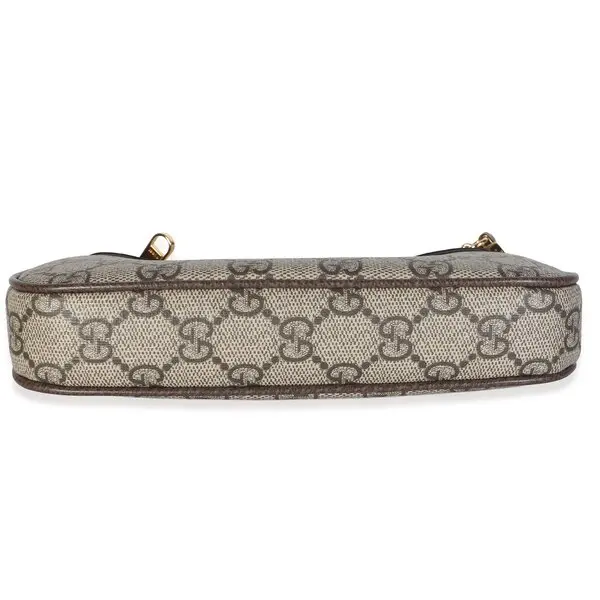 Gucci Beige Gg Supreme Canvas Textured Dollar Calfskin Ophidia Chain Bag